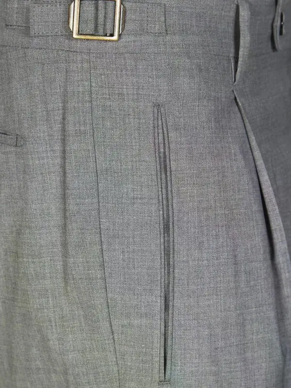 BERWICH Pleated Turn-up Trousers - Grey