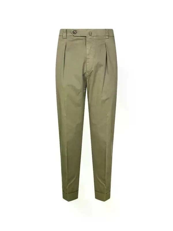 BERWICH Garment-dyed Pleated Trousers - Green