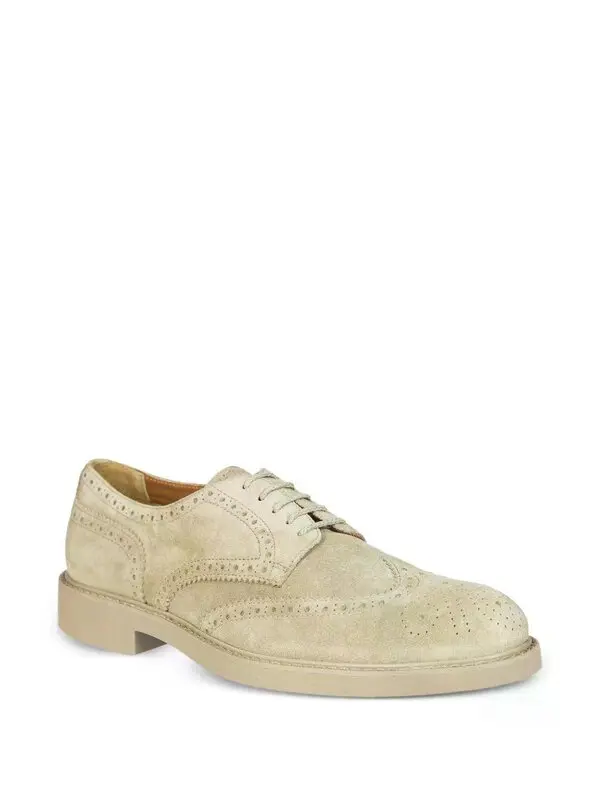 DOUCAL'S Brogue-detail Suede Derby Shoes - Neutrals