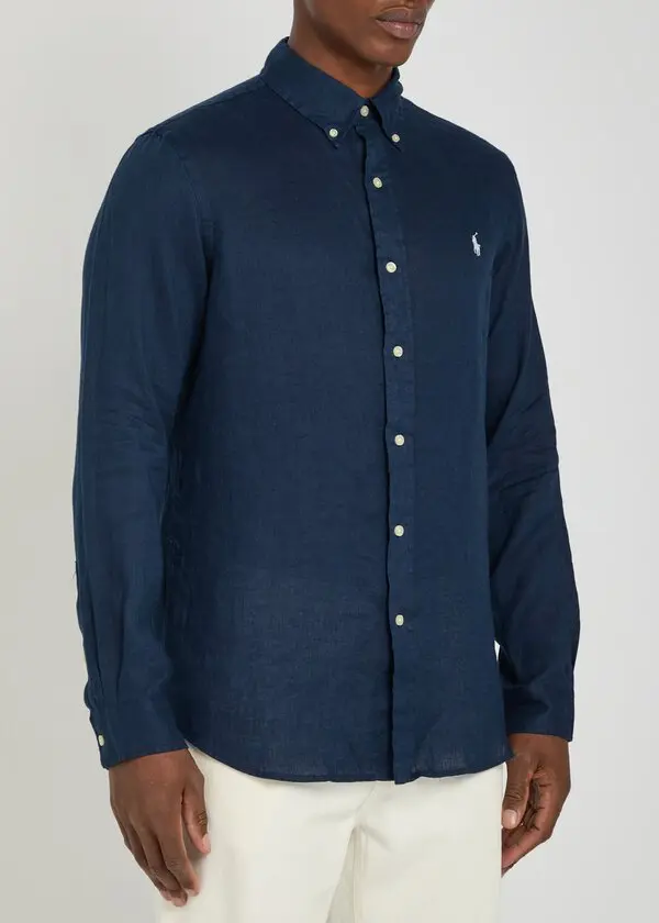 Polo Ralph Lauren Logo-embroidered Linen Shirt - Navy