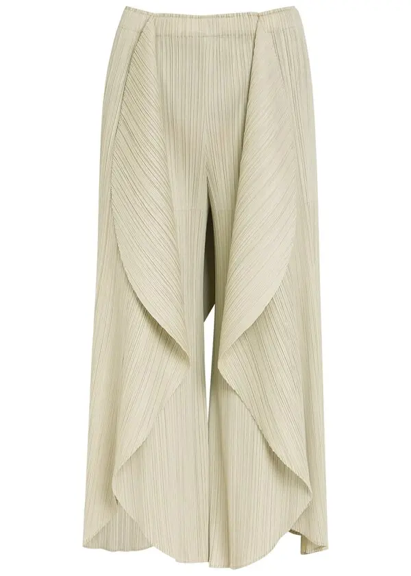 Issey Miyake Pleated Wide-leg Trousers - Light Grey
