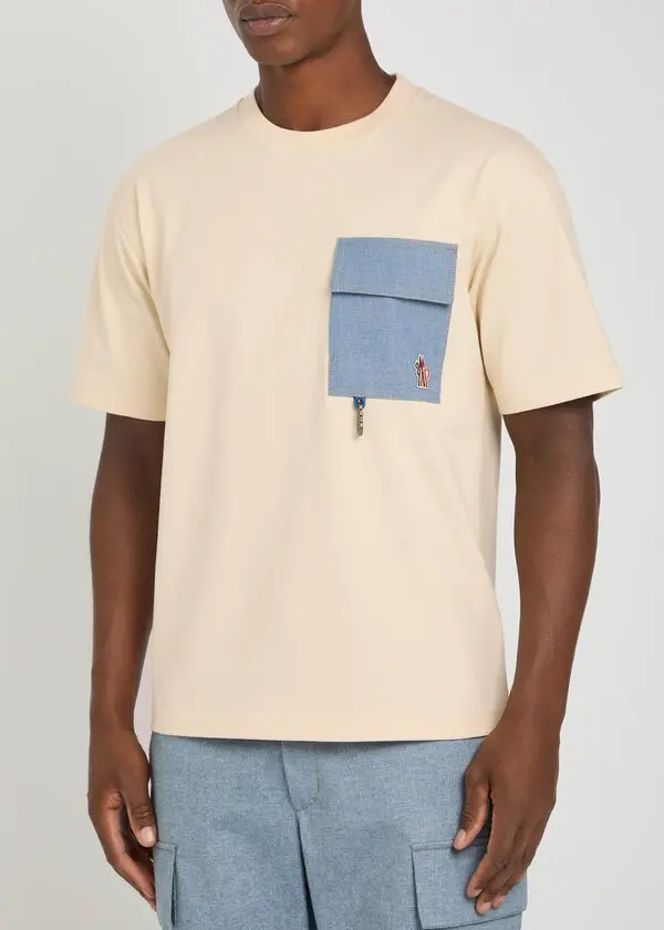 Moncler Denim-pocket Logo Cotton T-shirt