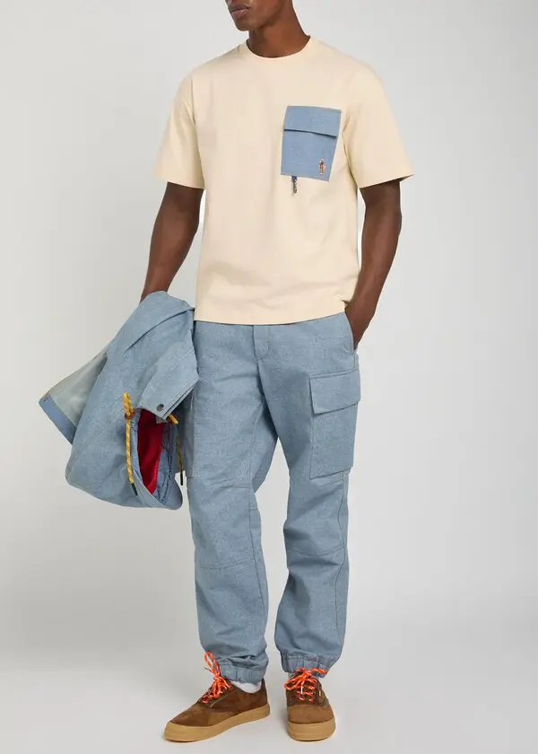 Moncler Denim-pocket Logo Cotton T-shirt
