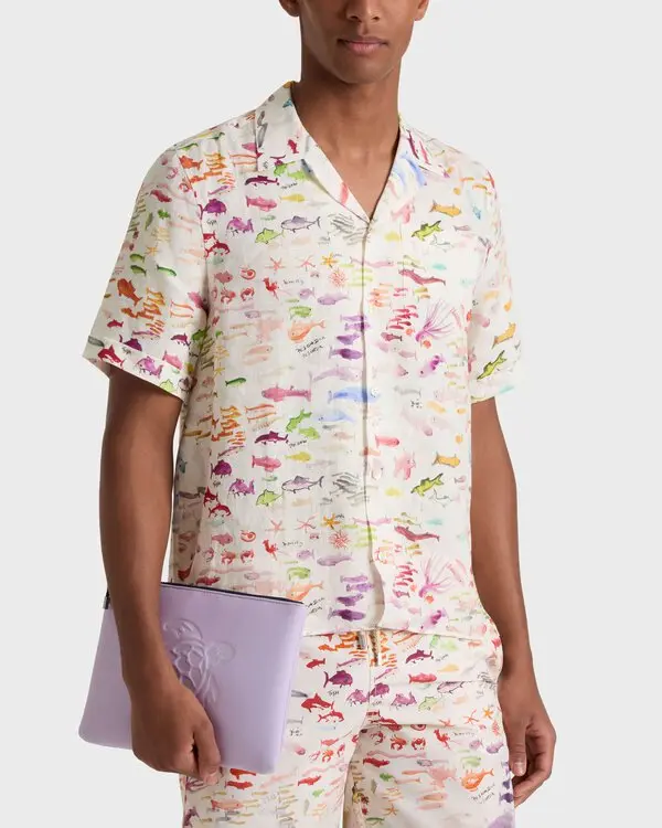 Vilebrequin Linen Bowling Shirt Pescador X Fabrice Hyber Shirt Charli