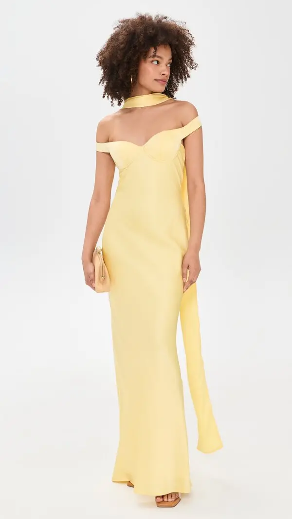RUNAWAY THE LABEL Raphaella Off Shoulder Maxi Dress - Buttermilk