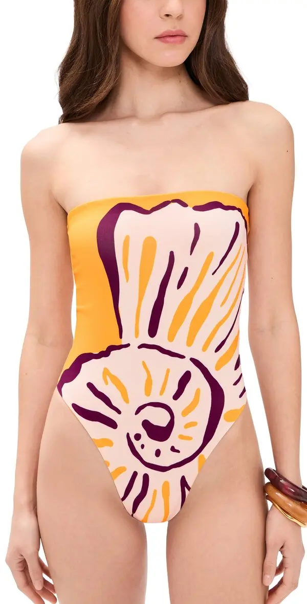 CALA DE LA CRUZ Seashell Print One-piece Swimsuit - Calicoama