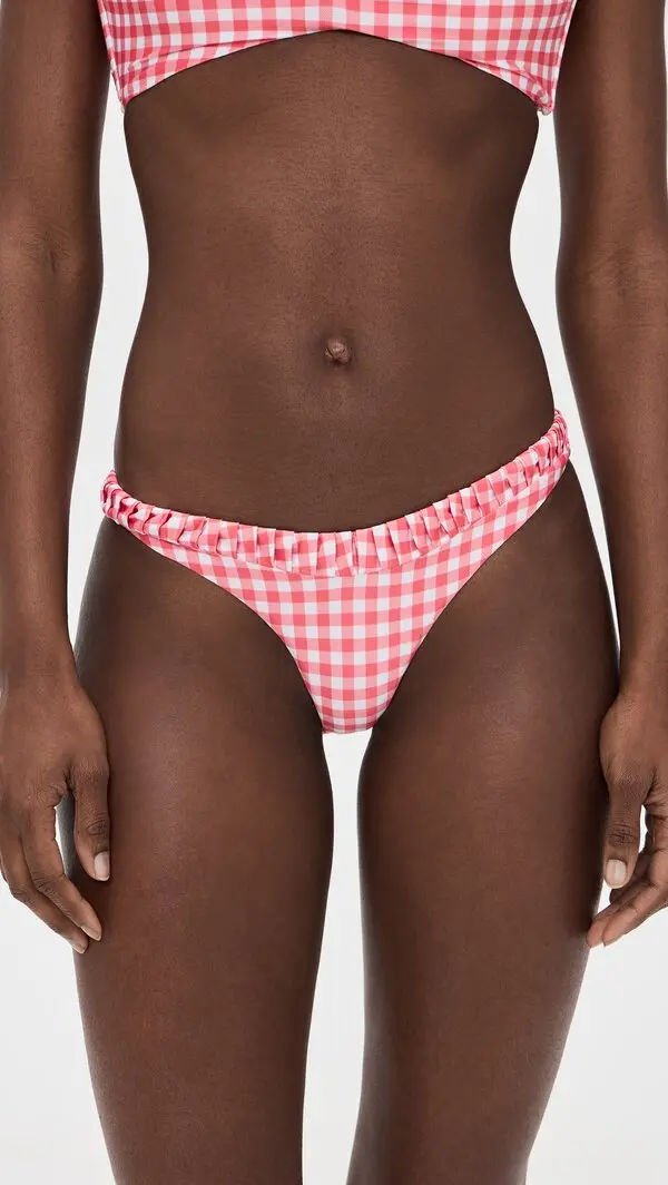 Peixoto Millie Bikini Bottoms Gingham Checkered Ruffle Waist