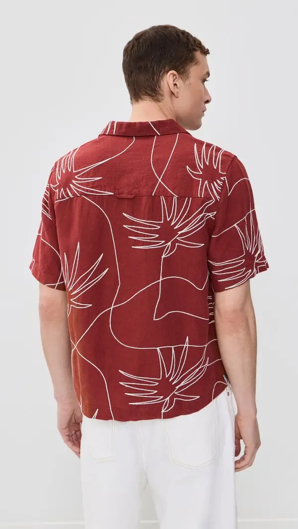 FAR AFIELD Veloso Embroide Palm Shirt - Red