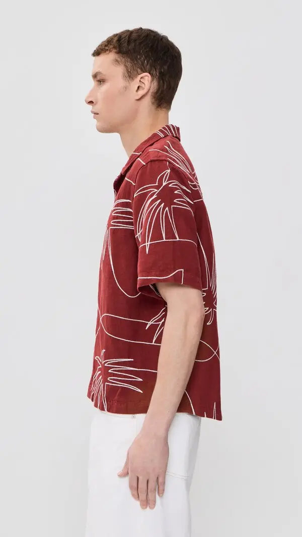 FAR AFIELD Veloso Embroide Palm Shirt - Red