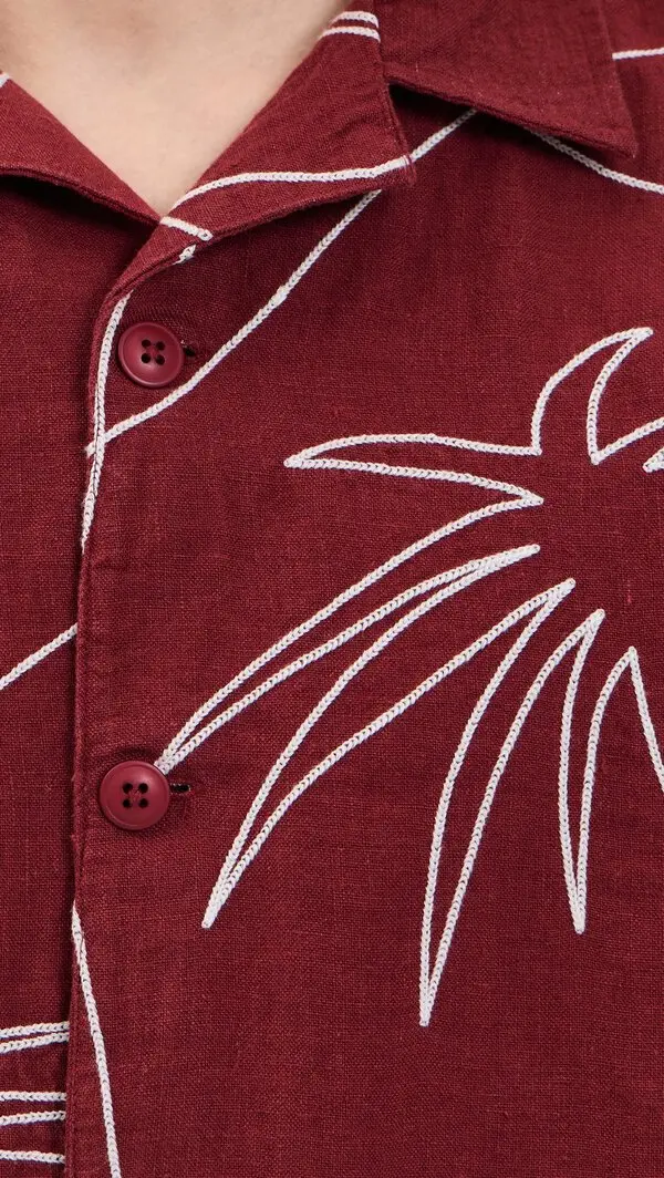 FAR AFIELD Veloso Embroide Palm Shirt - Red