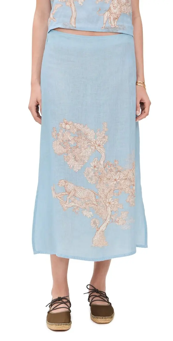 Las Surenas Savannah Skirt With Animal And Botanical Print