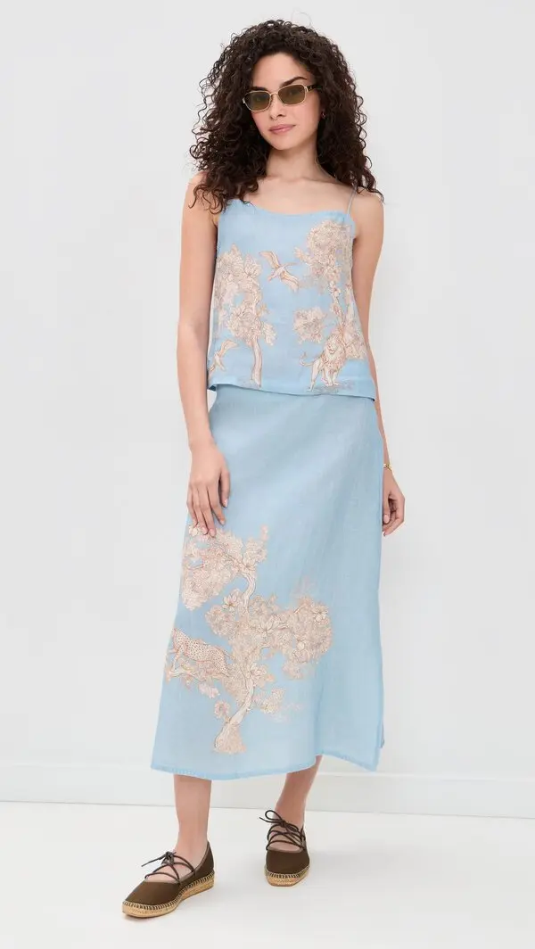 Las Surenas Savannah Skirt With Animal And Botanical Print