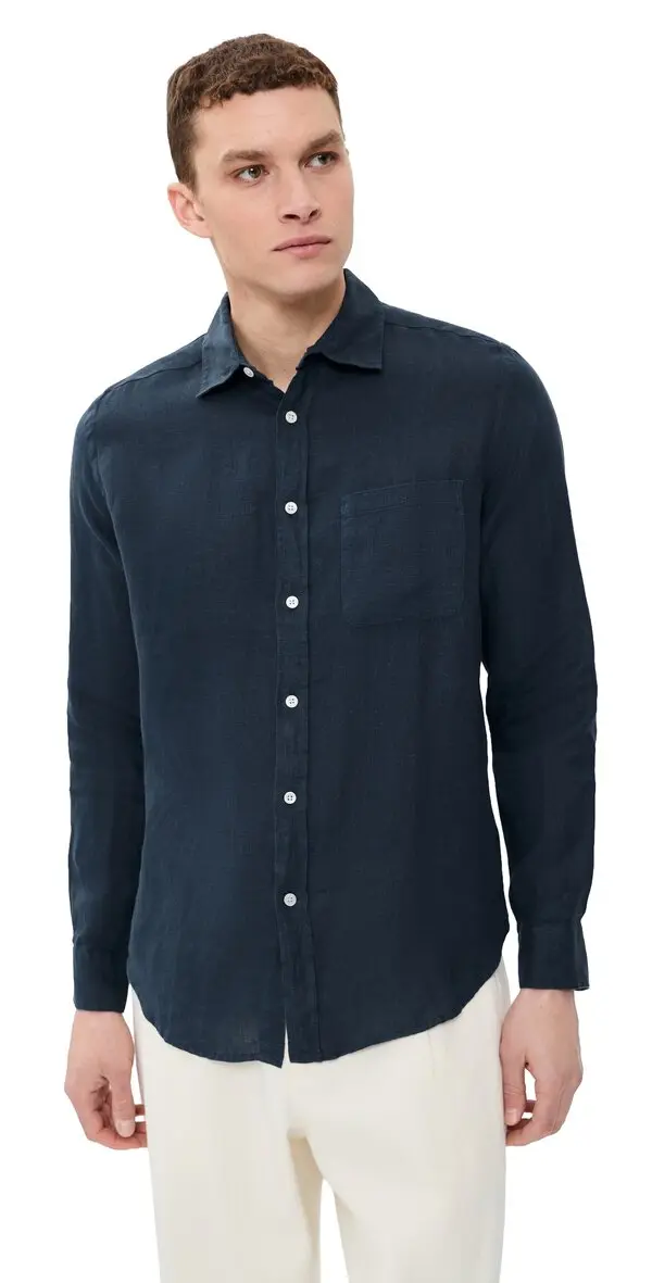 Portuguese Flannel Linen Shirt - Navy