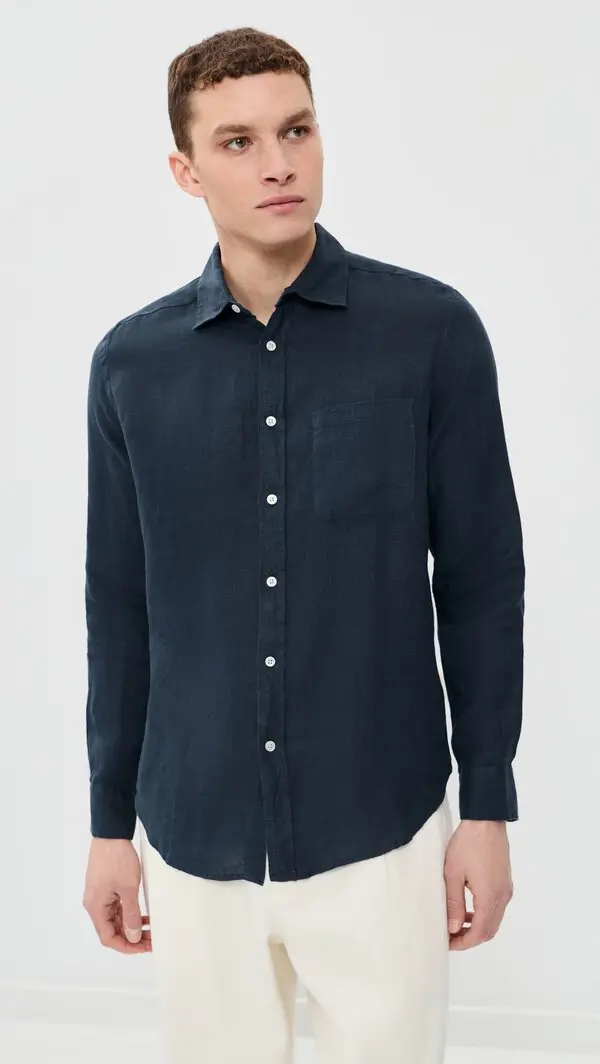 Portuguese Flannel Linen Shirt - Navy