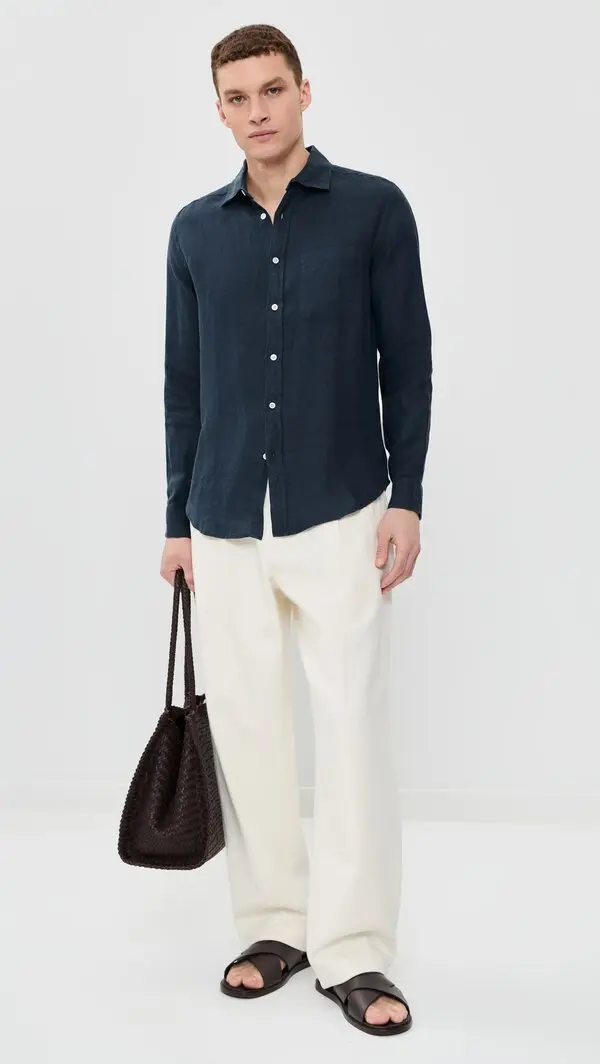 Portuguese Flannel Linen Shirt - Navy