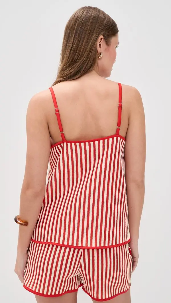 BAILEY ROSE Striped Square Neck Front Tie Top