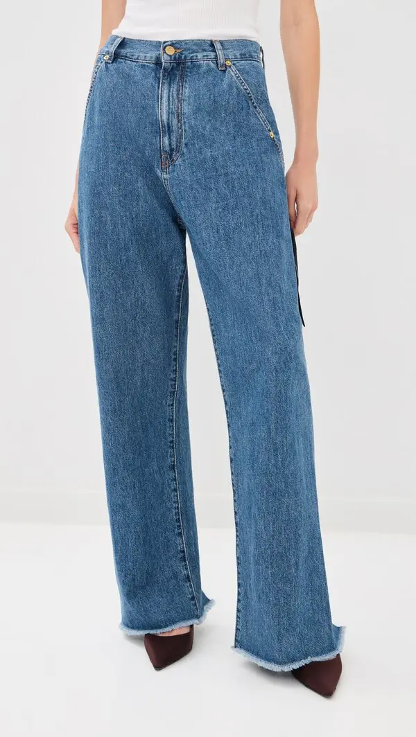 DARKPARK Sienna Loose Side Split Jeans - Blue Malibu