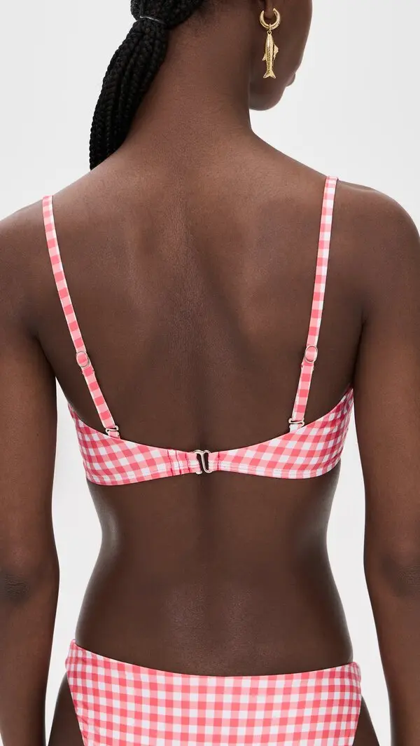 Peixoto Emmy Bikini Top Gingham Checked Ruffle Bikini Top