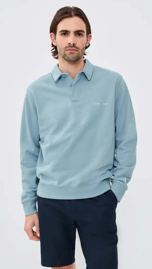 QUIET GOLF Monogram Washed Rugby Sweater