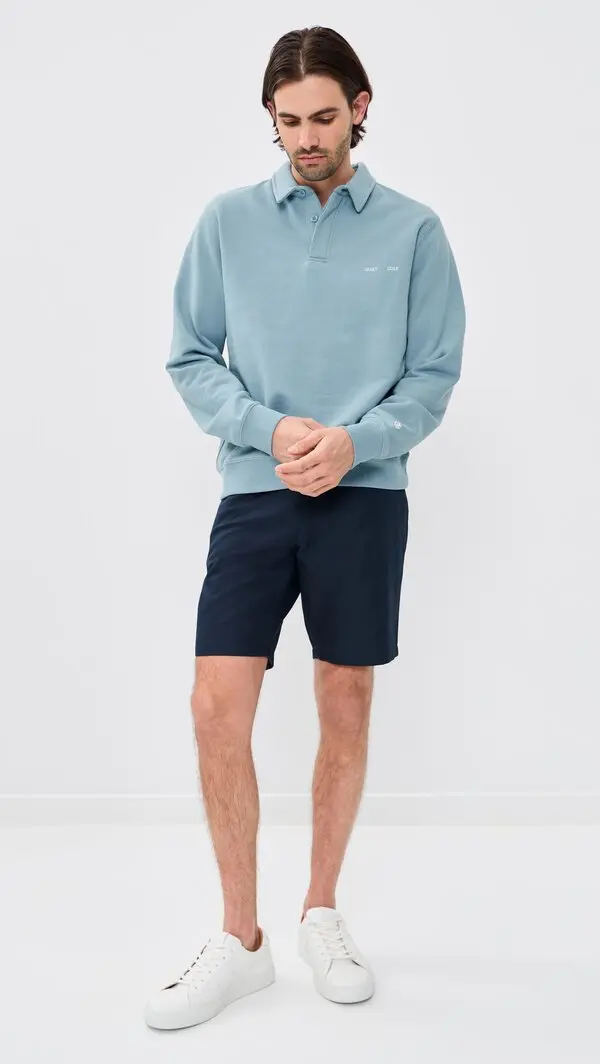 QUIET GOLF Monogram Washed Rugby Sweater