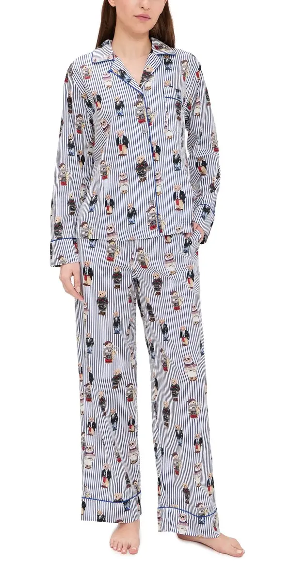Polo Ralph Lauren Madison All Over Bear Pajama Set - Snowfall Blue