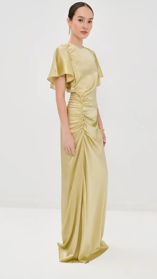 gold dress with puff sleeves Gold Sequin Organza A-Line Flower Girl Dress with Puff Sleeves | Gold / 5-6 Years (130cm)
