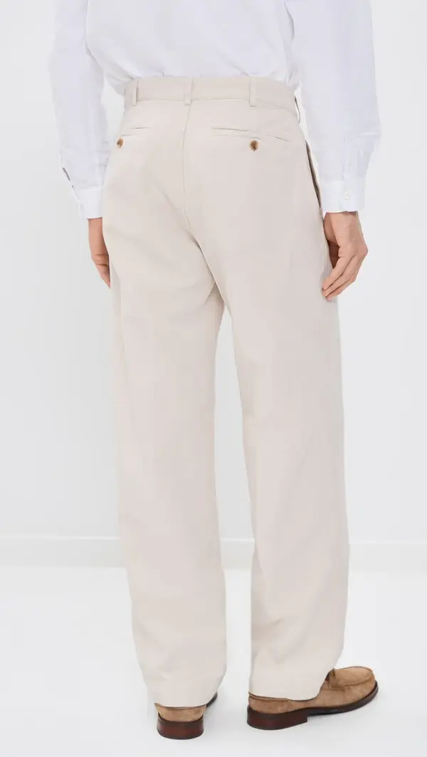 KNICKERBOCKER Canal Pleated Twill Cotton And Linen Trousers