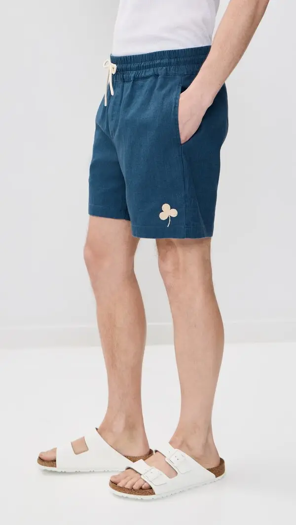 Portuguese Flannel Ramie Shorts With Clover Embroidery