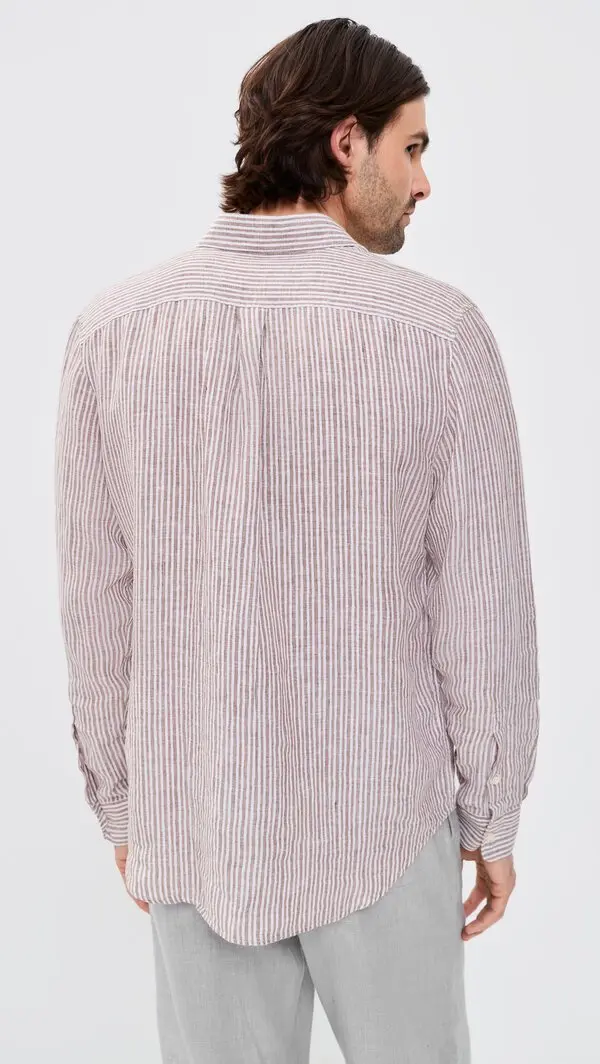 Frescobol Carioca Telles Linen Striped Shirt - Caramel