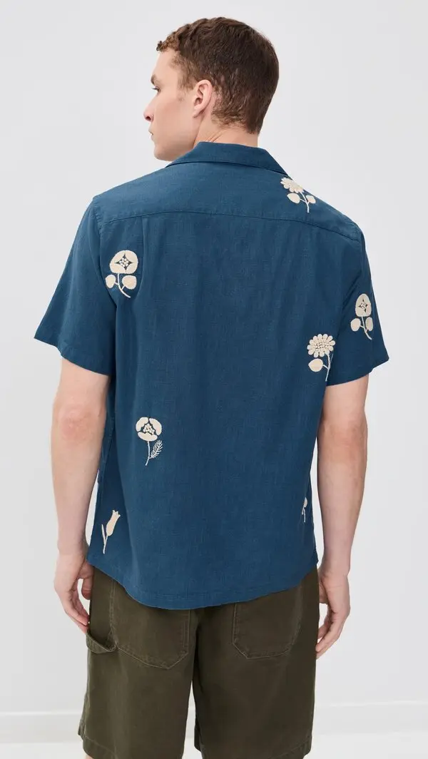 Portuguese Flannel Embroidery Nature Ramie Camp Shirt