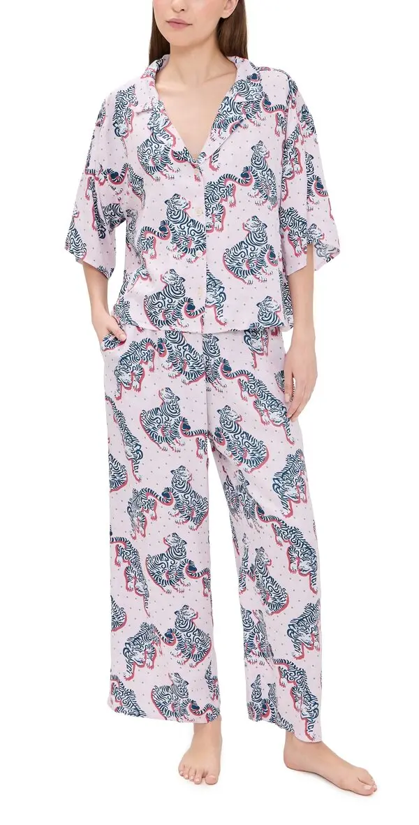 PRINTFRESH Tiger Queen Wildest Dreams Pajama Set - Blush