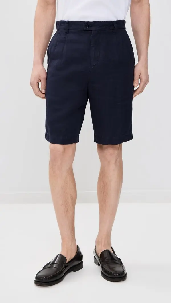 FAR AFIELD Linen Double Pleated Shorts