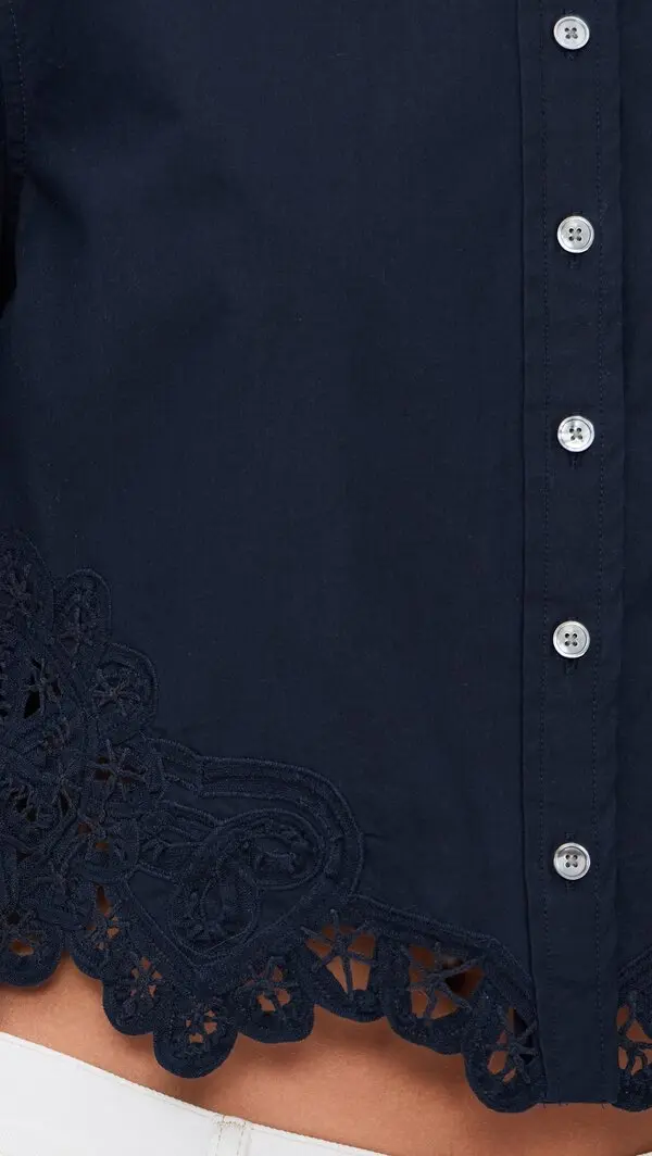 Veronica Beard Aleck Embroidered Shirt - Navy