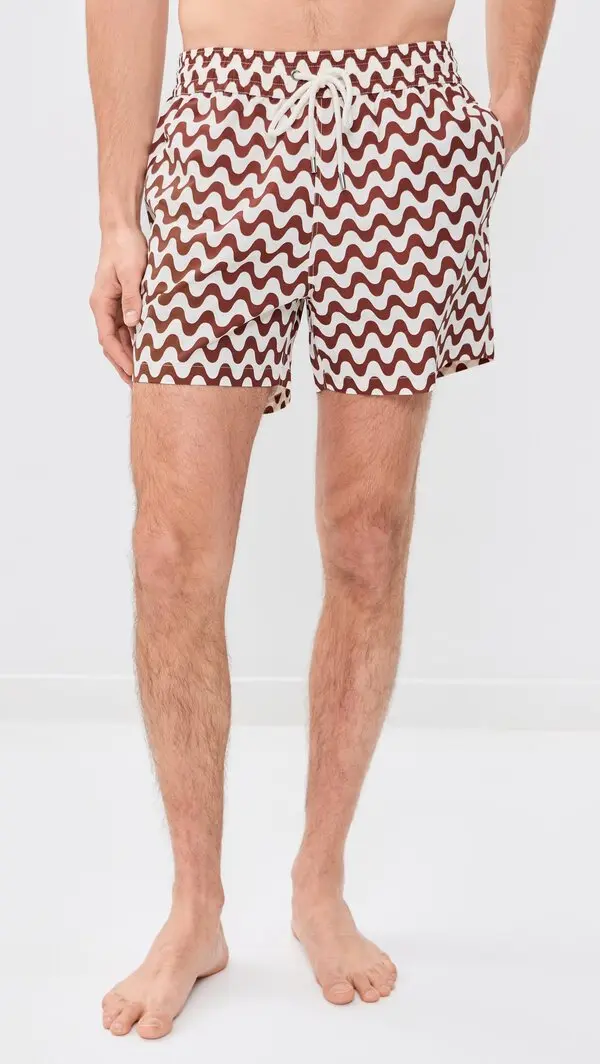 Frescobol Carioca Rio Swim Shorts - Brown/ecru