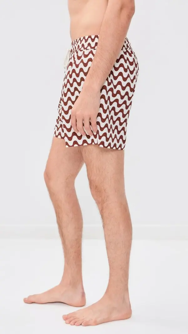 Frescobol Carioca Rio Swim Shorts - Brown/ecru