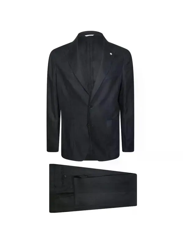 MANUEL RITZ Linen Single-breasted Suit - Blue