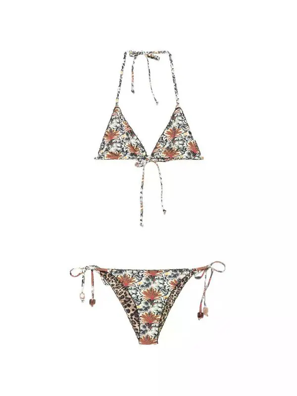 Anjuna Melissa Reversible Printed Crochet-trim Bikini - Neutrals