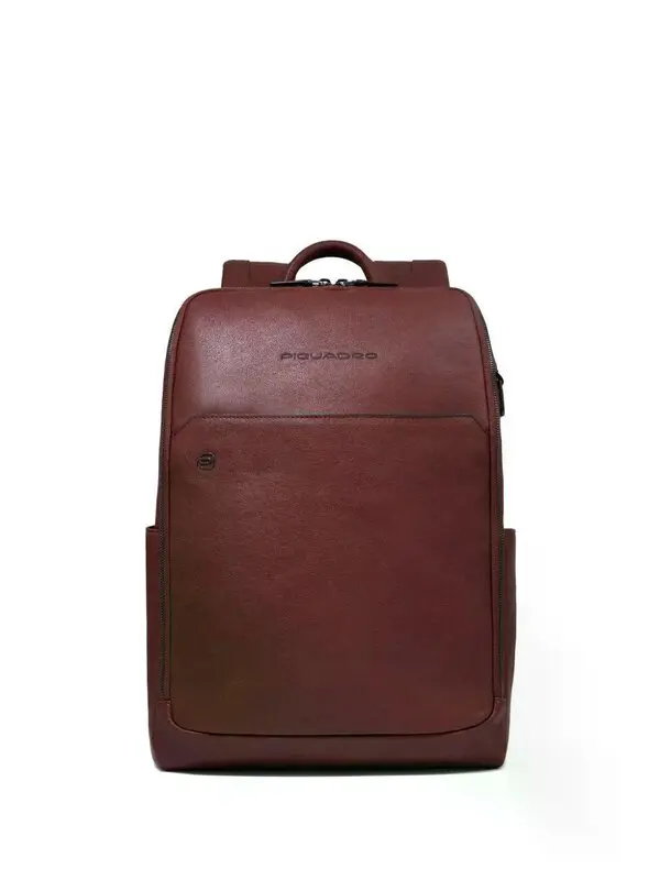 PIQUADRO Logo-debossed Pebbled Backpack - Brown