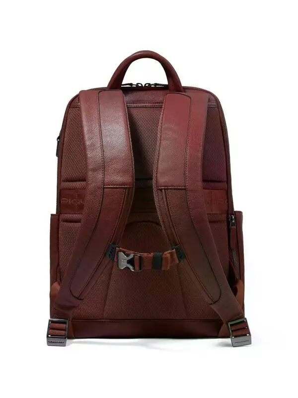 PIQUADRO Logo-debossed Pebbled Backpack - Brown