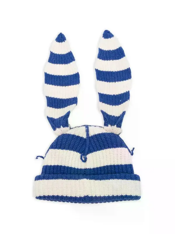 CHARLES JEFFREY Striped Beanie - Blue