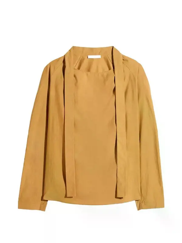 LEMAIRE Ascot Tie-fastening Blouse In Cotton Silk Blend - Yellow
