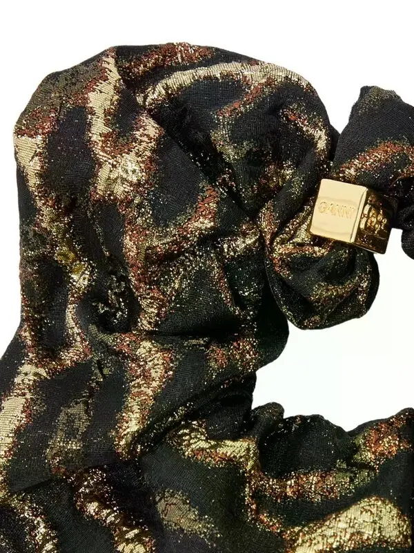 GANNI Metallic Printed Scrunchie With Logo Detail