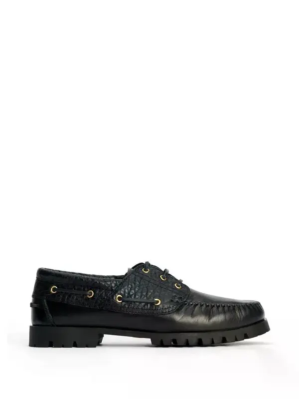 VINNY'S Aztec Crocodile-effect Boat Shoes - Black