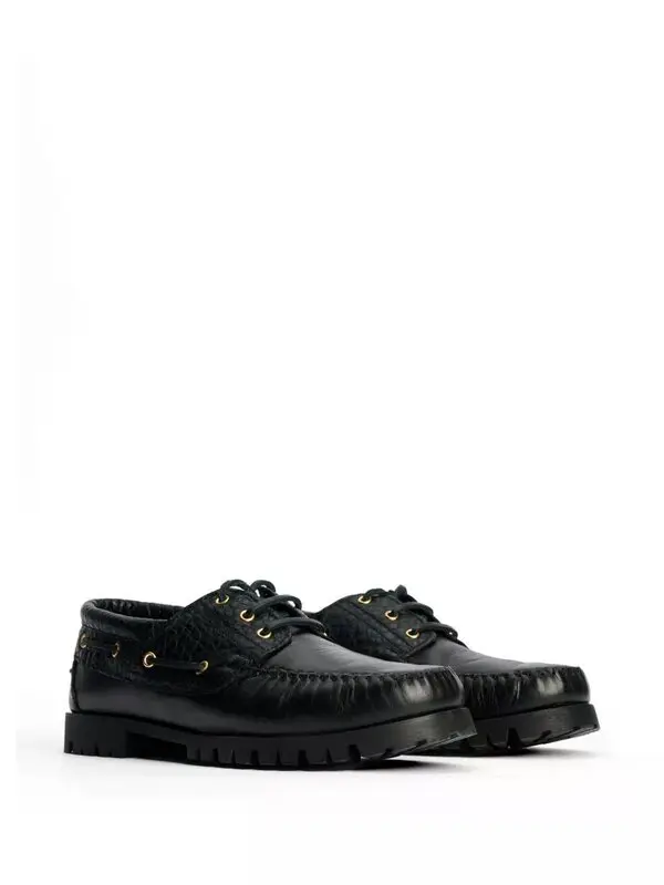 VINNY'S Aztec Crocodile-effect Boat Shoes - Black