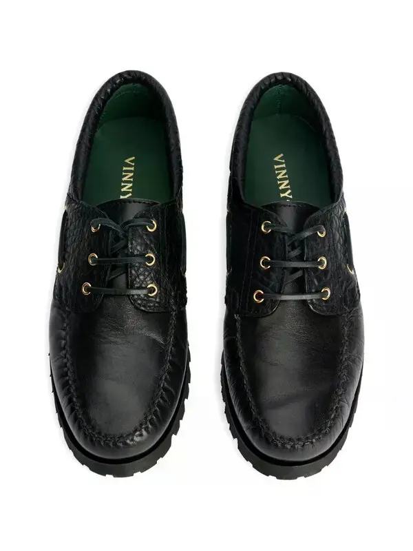 VINNY'S Aztec Crocodile-effect Boat Shoes - Black