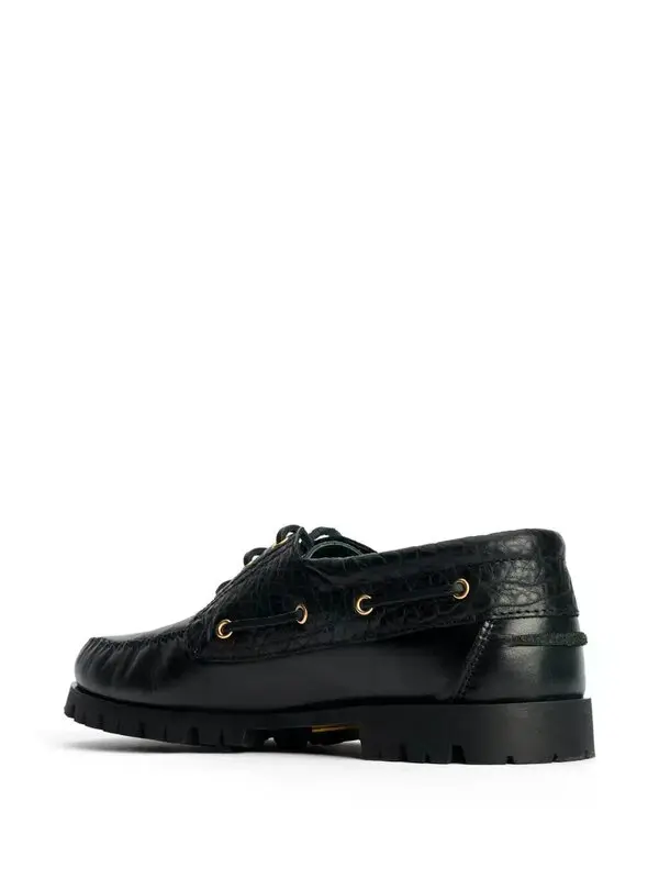 VINNY'S Aztec Crocodile-effect Boat Shoes - Black