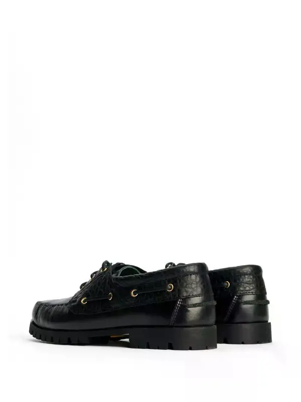 VINNY'S Aztec Crocodile-effect Boat Shoes - Black