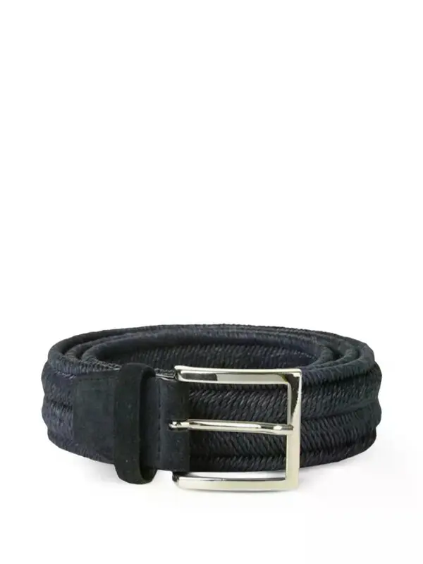 Orciani Linen Buckle Belt - Blue