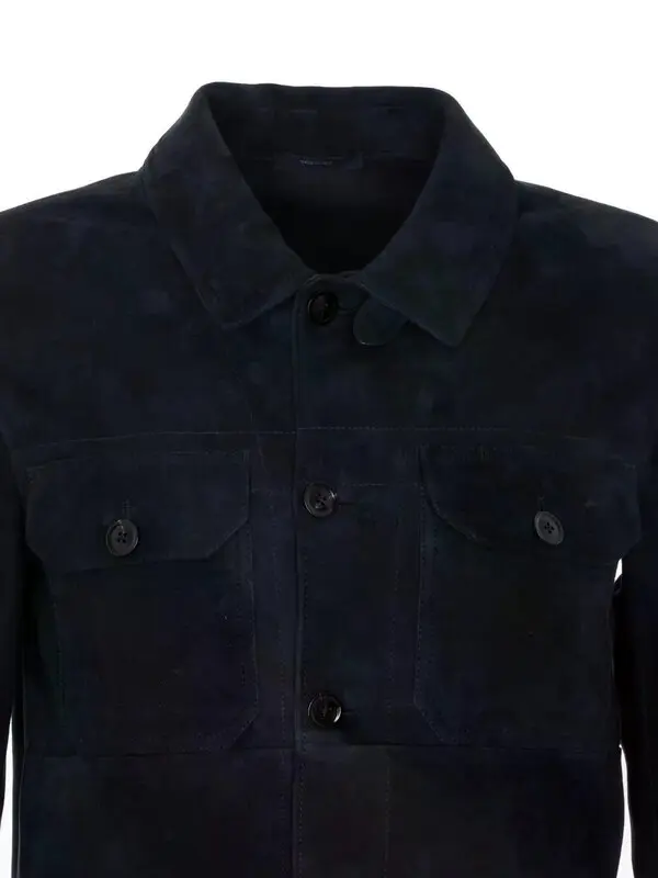 TOM FORD Suede Button-up Jacket - Blue