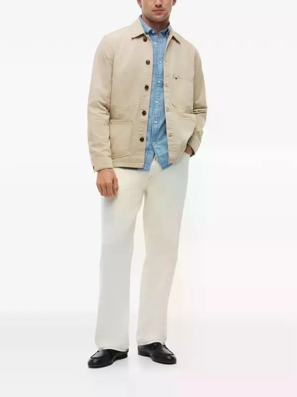 Tommy Hilfiger Embroidered Denim Chore Jacket - Neutrals
